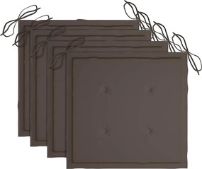 Zahradní židle 4 ks taupe podušky masivní teak 3073012
