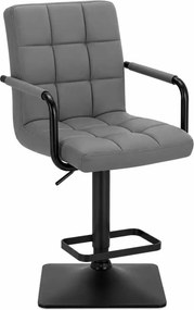 LuxuryForm DESIGN Barová židle VERONA BLACK na černé hranaté podstavě - šedá