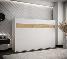 Sklápěcí postel Peka 140x200cm, bílá/dub artisan, horizontální