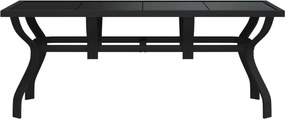 Zahradní stůl černý 180 x 80 x 70 cm ocel a sklo 318769
