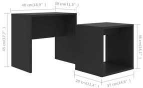 Set konferenčních stolků černý 48 x 30 x 45 cm dřevotříska - Default Title