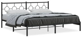 Kovový rám postele s čelem černý 193 x 203 cm