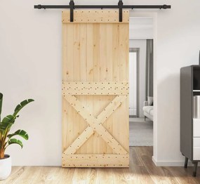 vidaXL Posuvné dveře s kováním 90 x 210 cm masivní borové dřevo [3202982]