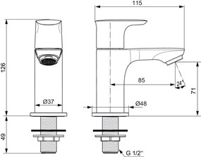 Ideal Standard Connect Air - Umyvadlový stojánkový ventil, kartáčovaná zlatá A7031A2