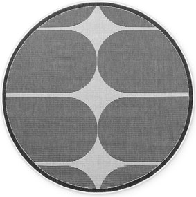 NORTHRUGS, Kusový koberec Duet Bowen 106244 Black/White kruh - na ven i na doma, 160x160 (průměr) kruh, černobílá, chodba / předsíň