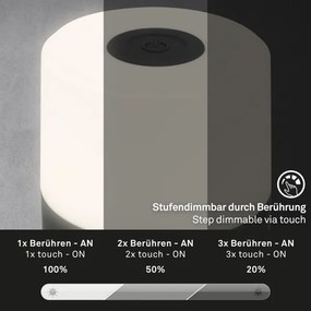 Briloner - LED Stm nab dotyková venkovní stolní lampa LED/2W/5V 2700K IP44 černá