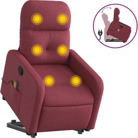 Zvedací masážní polohovací křeslo vínové textil 3206807