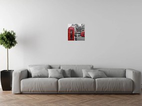 Gario Obraz s hodinami Telefonní budka v Londýně UK Rozměry: 60 x 40 cm