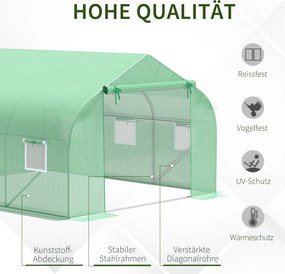 Fóliový skleník Outsunny Skleník 350x300x200 cm se sedlovou střechou ideální pro rajčata a rostliny