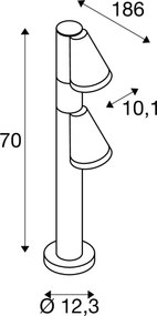 LA 1008017 T-TUBE 70 POLE venkovní stojací lampa, GU10, dvojitá, IP65, max. 10 W, černá - BIG WHITE (SLV)