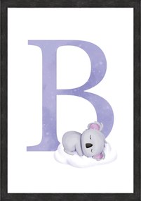 Abeceda písmena s koalou - Obraz, Plakát Velikost: B2 - 50x70 cm, Volba rámu: s černým rámem, Písmeno: J