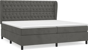 Box spring postel s matrací tmavě šedá 200x200 cm samet 3129412