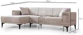 Hanah Home Rohová pohovka HORIZON krémová levá