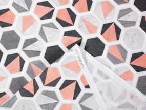 Biante Dekorační závěs Leona LN-031 Lososovo-šedé hexagony 130x160 cm