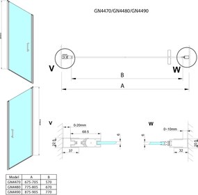 Gelco Gelco, LORO sprchové dveře 700 mm, čiré sklo, GN4470