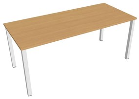 Stůl jednací rovný 180 cm - Hobis Uni UJ 1800 Dekor stolové desky: buk, Barva nohou: bílá