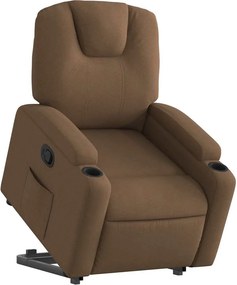 Zvedací polohovací křeslo hnědé textil 3204372