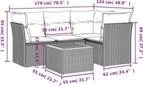 5dílná zahradní sedací souprava s poduškami béžová polyratan 3223622