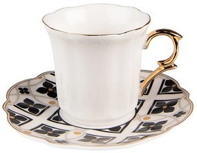 Bílý porcelánový šálek s barevným podšálkem Cuppie  - Ø 12*7 / 95 ml