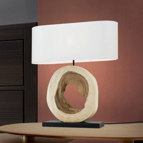 Stolní lampa Nathan s dekorační dřevěnou základnou