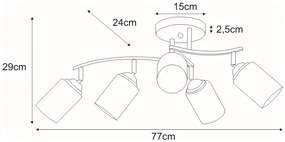 KEJO Přisazenné stropní moderní osvětlení ALIX, 5xE14, 40W, chromované K-JSL-6090/5 CHR