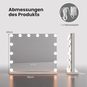Costway Hollywoodské zrcadlo s osvětlením Stolní zrcadlo s 14 stmívatelnými LED