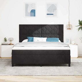 Postel s boxspringem s čelo Černý 180 x 200 cm samet 3339916