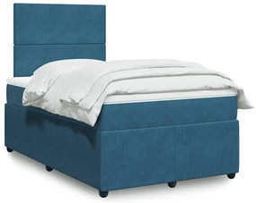 Box spring postel s matrací modrá 120 x 200 cm samet 3294608