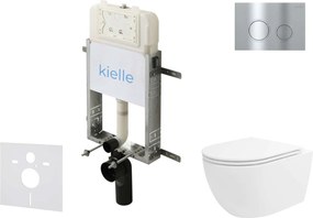 kielle Genesis New - Set předstěnové instalace, klozetu Oudee, Vortex Rimless+, sedátka softclose a tlačítka Gemini New II, lesklý chrom 30528SZ32