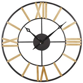 Kovové nástěnné hodiny ø 80 cm černá / zlatá VALSOT Beliani
