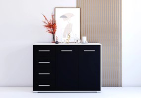 IDZ Komoda FRIDA 2D4S 01, 135 cm Černá / Bílá
