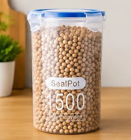 dóza na potraviny, objem 1,5 l, s víkem, plast, 19x10x10 cm, průhledná, Dekorino DP20260021