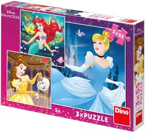 DINO Puzzle Disney Veselé princezny 3x55 dílků 18x18cm skládačka dn335417