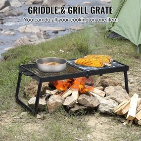 skládací gril na táborák, ocelový mřížkový rošt pro těžký provoz, 57 cm
