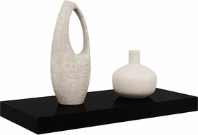 Plovoucí nástěnná police černá vysoký lesk 50 x 23,5 x 3,8 cm MDF 323766