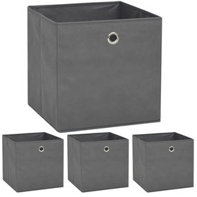 Úložné boxy 4 ks netkaná textilie 32 x 32 x 32 cm šedé 245747