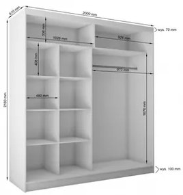 Kvalitní Šatní Skříň Gracja 200 cm Dub artisan