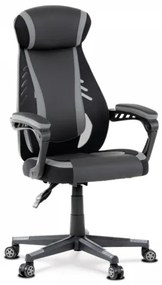 Herní křeslo šedé černé ekokůže MESH PCA mech KA-Y213 GREY