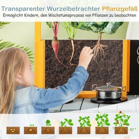 Costway Bahenní kuchyň dětská venkovní dětská kuchyňka jedlové dřevo s nádobou
