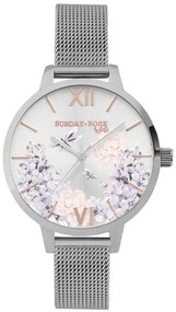Dámské luxusní designové hodinky SUNDAY ROSE Spirit LILAC MESH SUN-S09