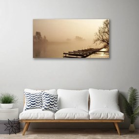 Obraz na plátně Most Voda Mlha Krajina 125x50 cm