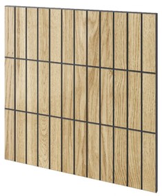 Lamelový panel BARCELONA - DUBOVÁ DÝHA, ČERNÝ podklad MDF, 600 x 600 mm