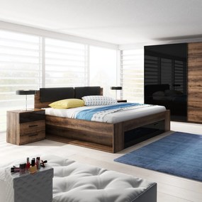 Klasický rám postele s úložným prostorem Dub Černý TORIO 180x200 cm