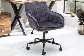 Kancelářská židle Turín tmavě šedá sametová loketní opěrka / 40305