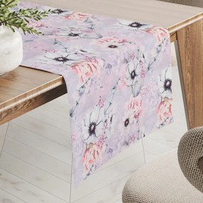 Biante Dekorační běhoun na stůl PML-068 Růžové květy na šedofialovém 20x120 cm