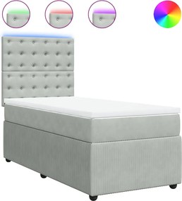 Box spring postel s matrací světle šedá 90x200 cm samet 3294550