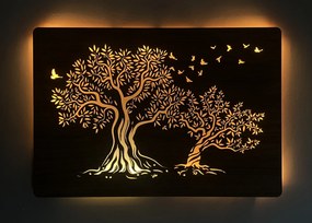 Li-Go "Dvě olivy" světelný obraz 230V 90x60 cm provedení povrchu: černá s patinou