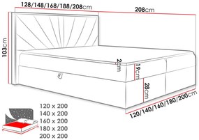 Kontinentální jednolůžková postel 120x200 BELFLOWER 7 - dub lancelot / čokoládová + topper ZDARMA