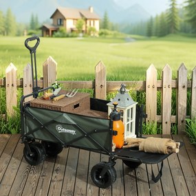 Skládací zahradní vozík Outsunny, nosnost 120 kg, přenosný vozík s odnímatelným pláštěm, rukojetí, koly a řízenou osou, zahradní vozík 95 litrů pro d…