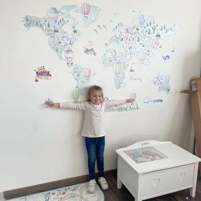 INSPIO Samolepka na zeď - Dětská cestovatelská mapa